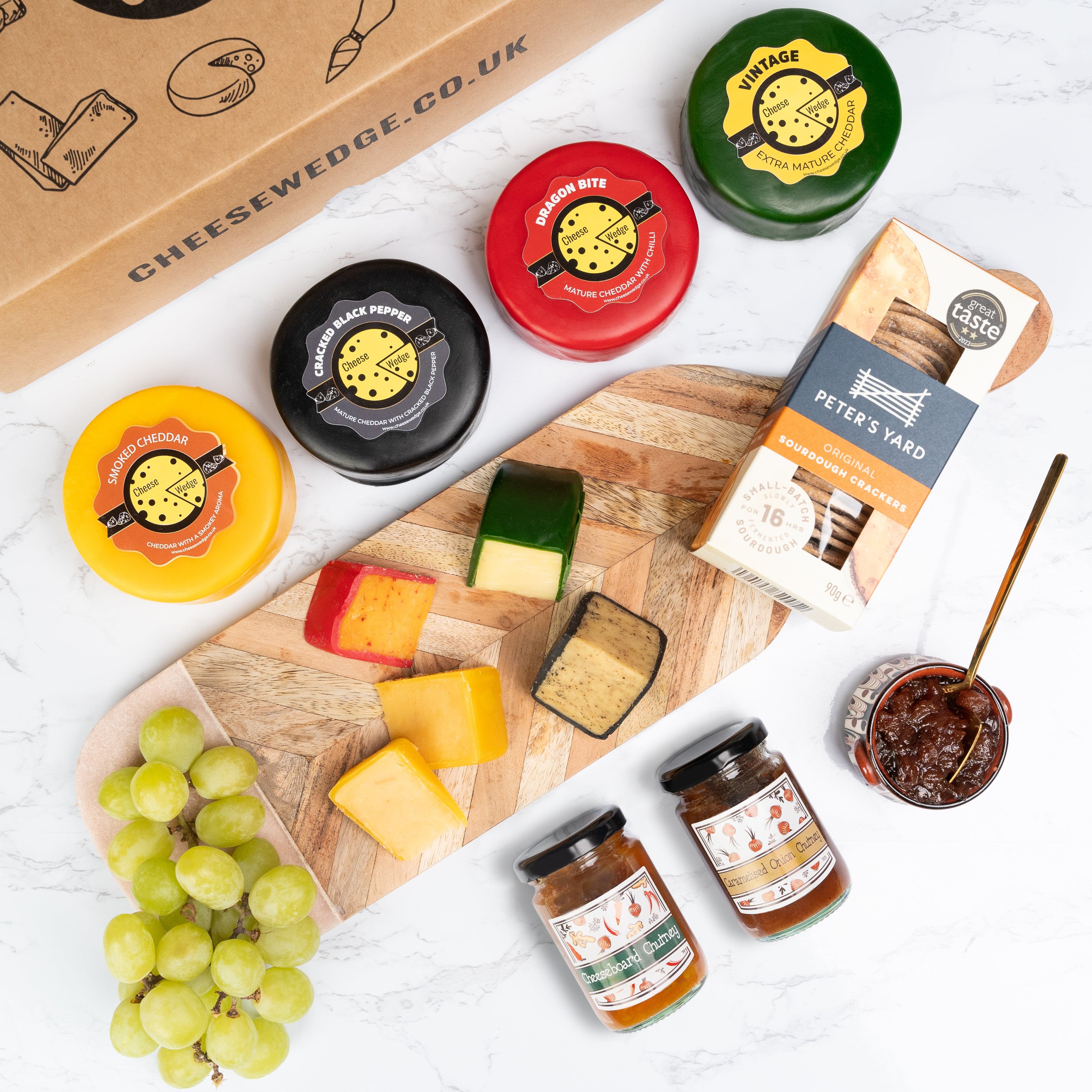 Cheese Wedge Company | Cheese, Chutney & Cracker Gift Box | 4 Luxury H ...